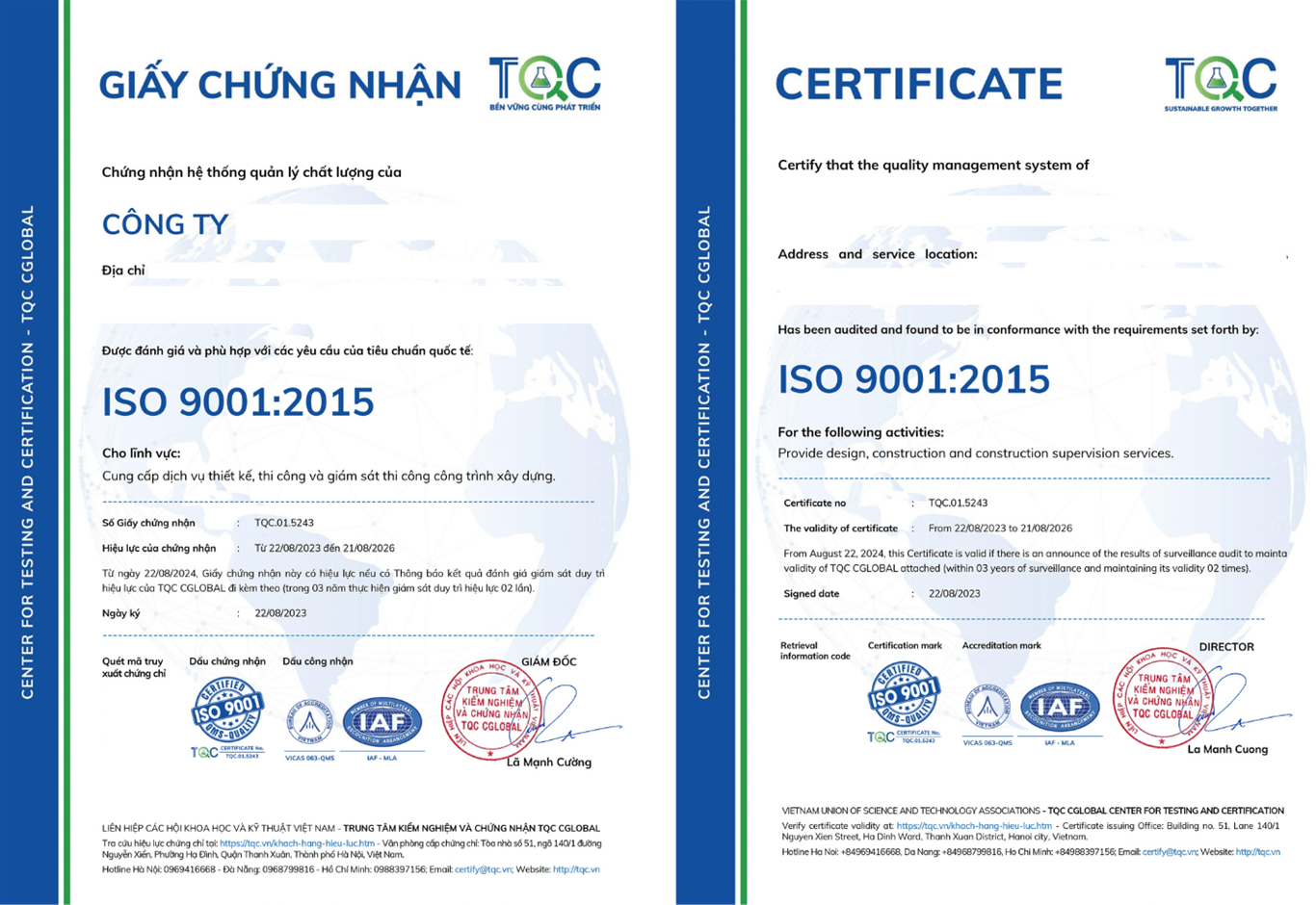 Chứng nhận ISO 9001 năm 2024 - Uy tín & Cam kết 100%